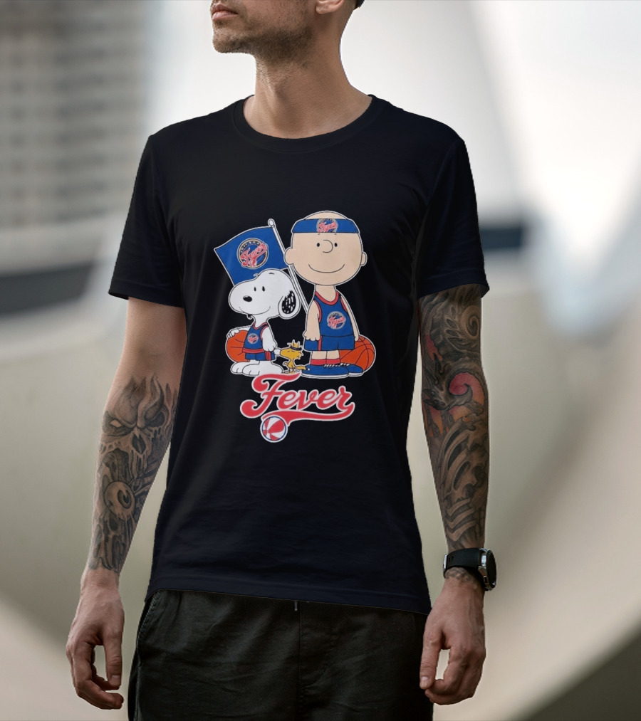 Indiana Fever Charlie Brown Snoopy WNBA Basketball Fever T-Shirt