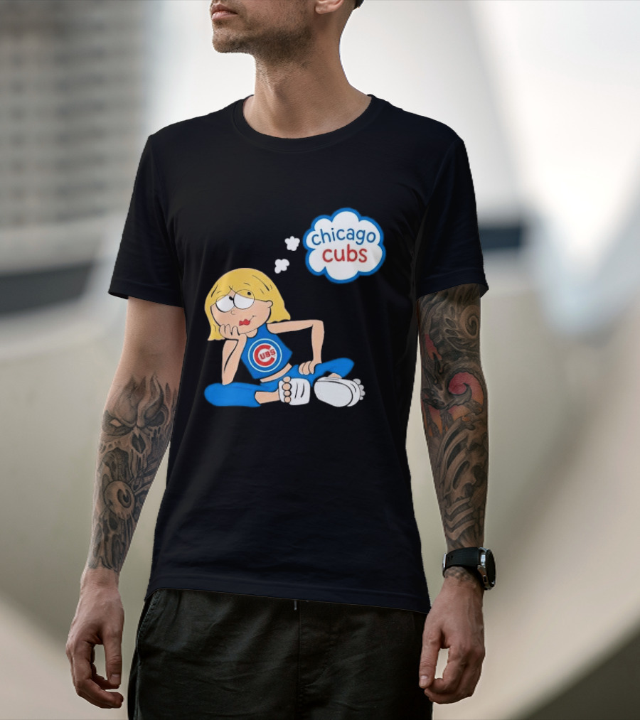 Chicago Cubs MLB Blonde Cartoon Girl Sitting Thought Bubble T-Shirt