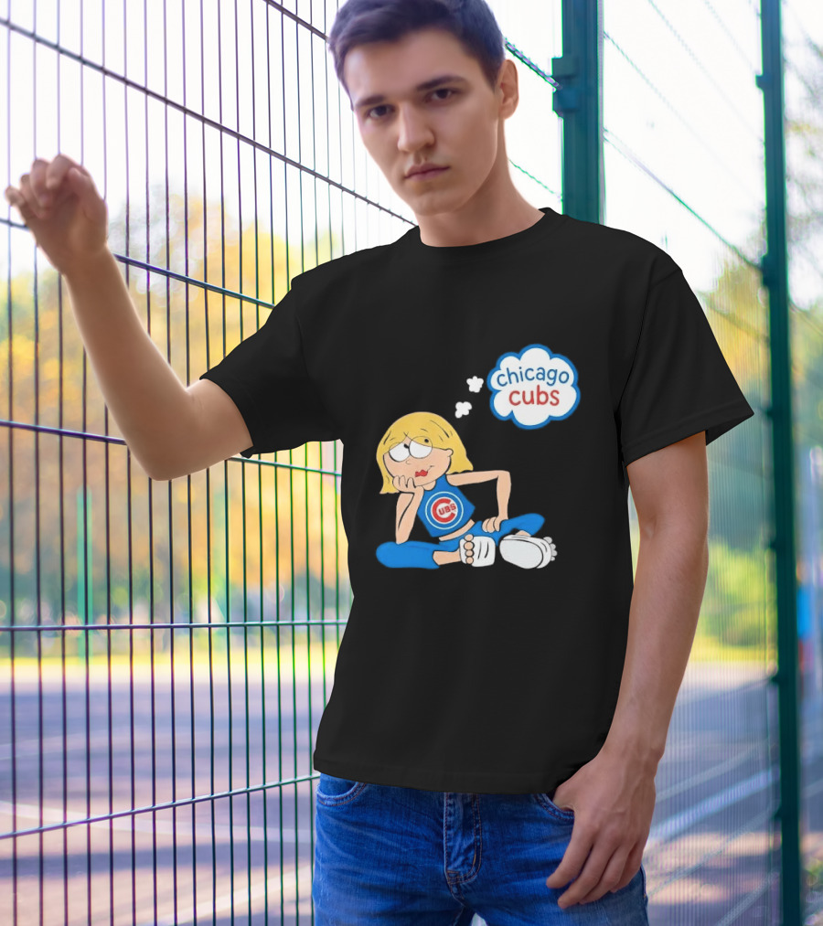 Chicago Cubs MLB Blonde Cartoon Girl Sitting Thought Bubble T-Shirt
