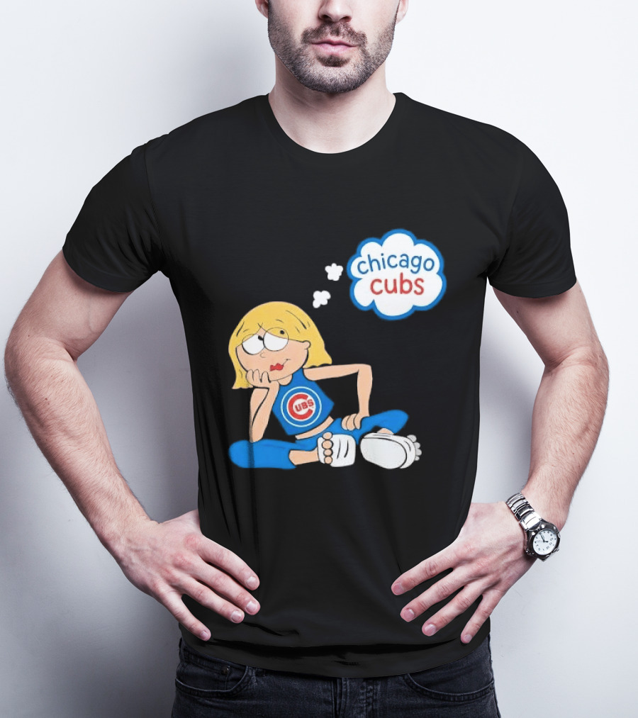Chicago Cubs MLB Blonde Cartoon Girl Sitting Thought Bubble T-Shirt