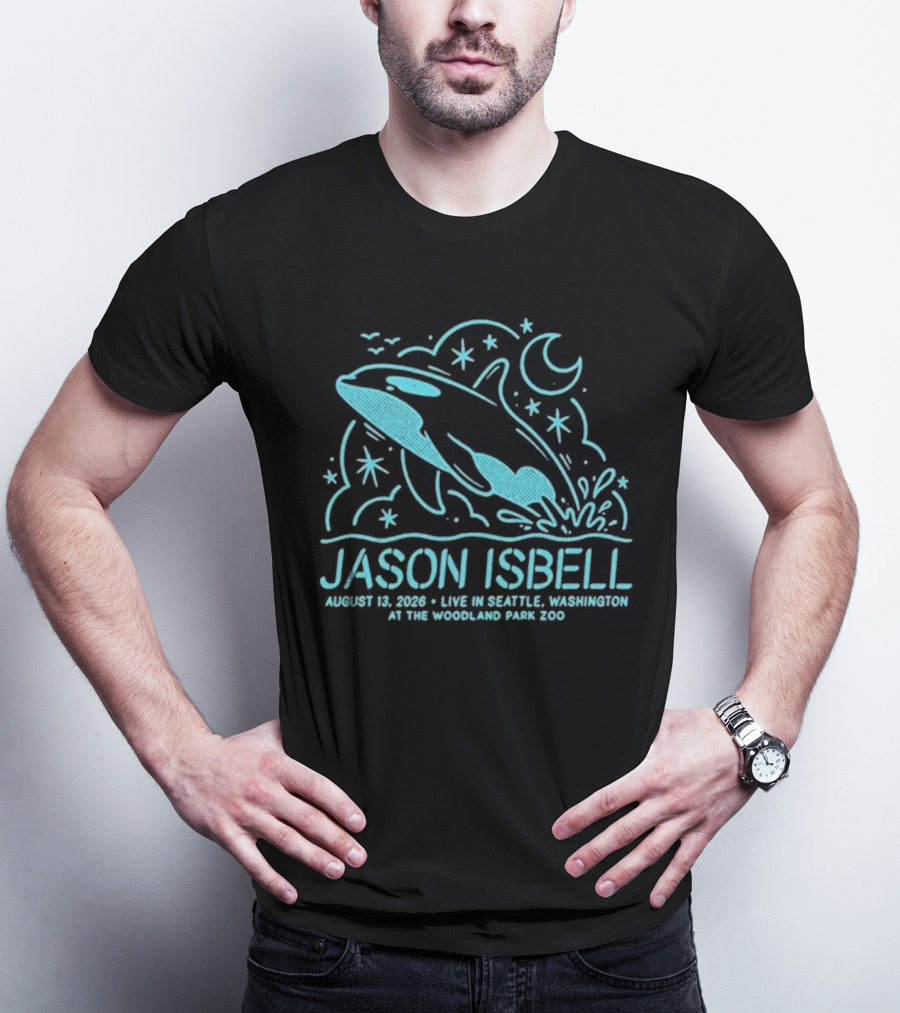 Jason Isbell Aug 13 2026 Seattle Woodland Park Zoo Whale Moon Stars T-Shirt
