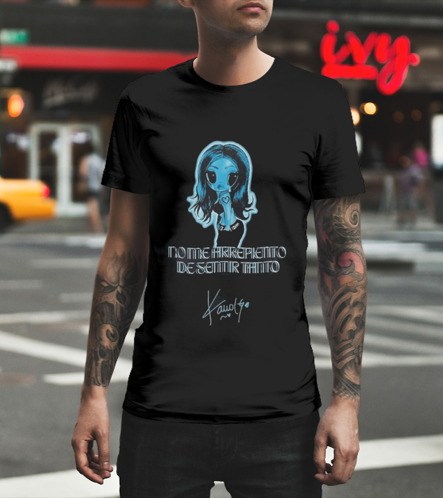 Karol G Electric Blue Glow Y2K No Me Arrepiento De Sentir Tanto T-Shirt