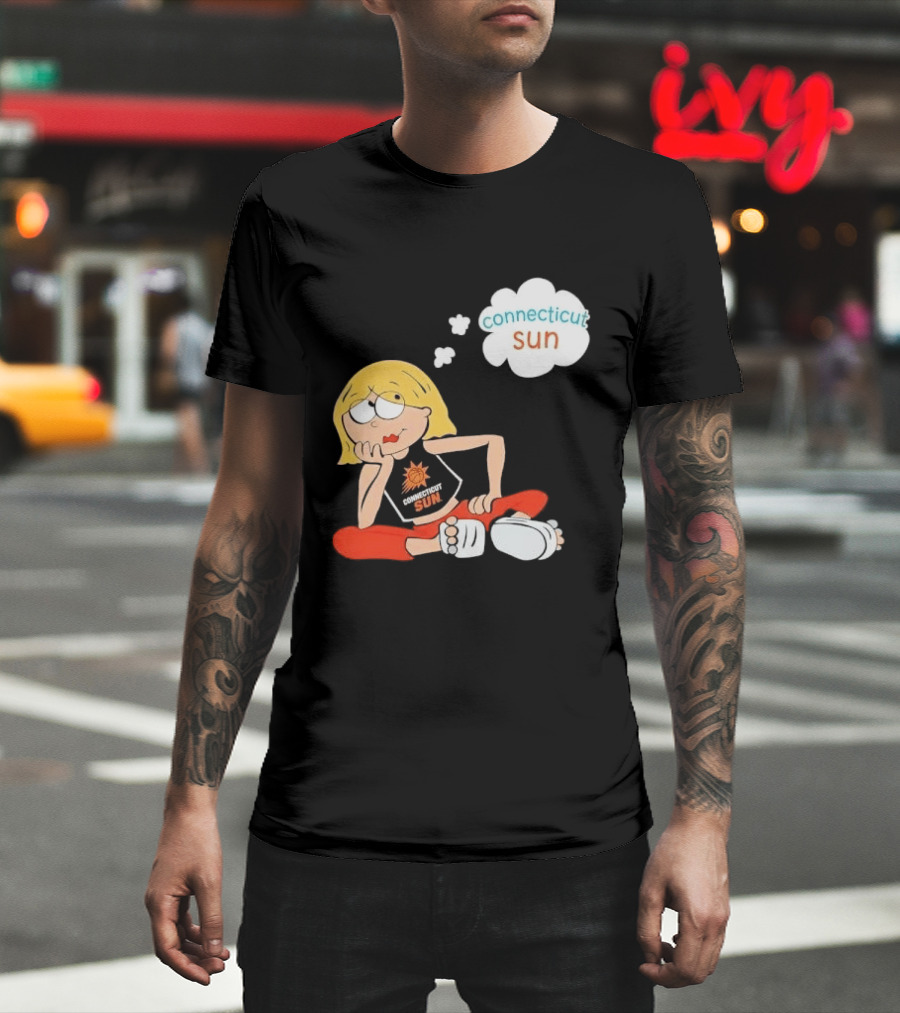 Connecticut Sun WNBA Cartoon Blonde Girl Thought Bubble T-Shirt