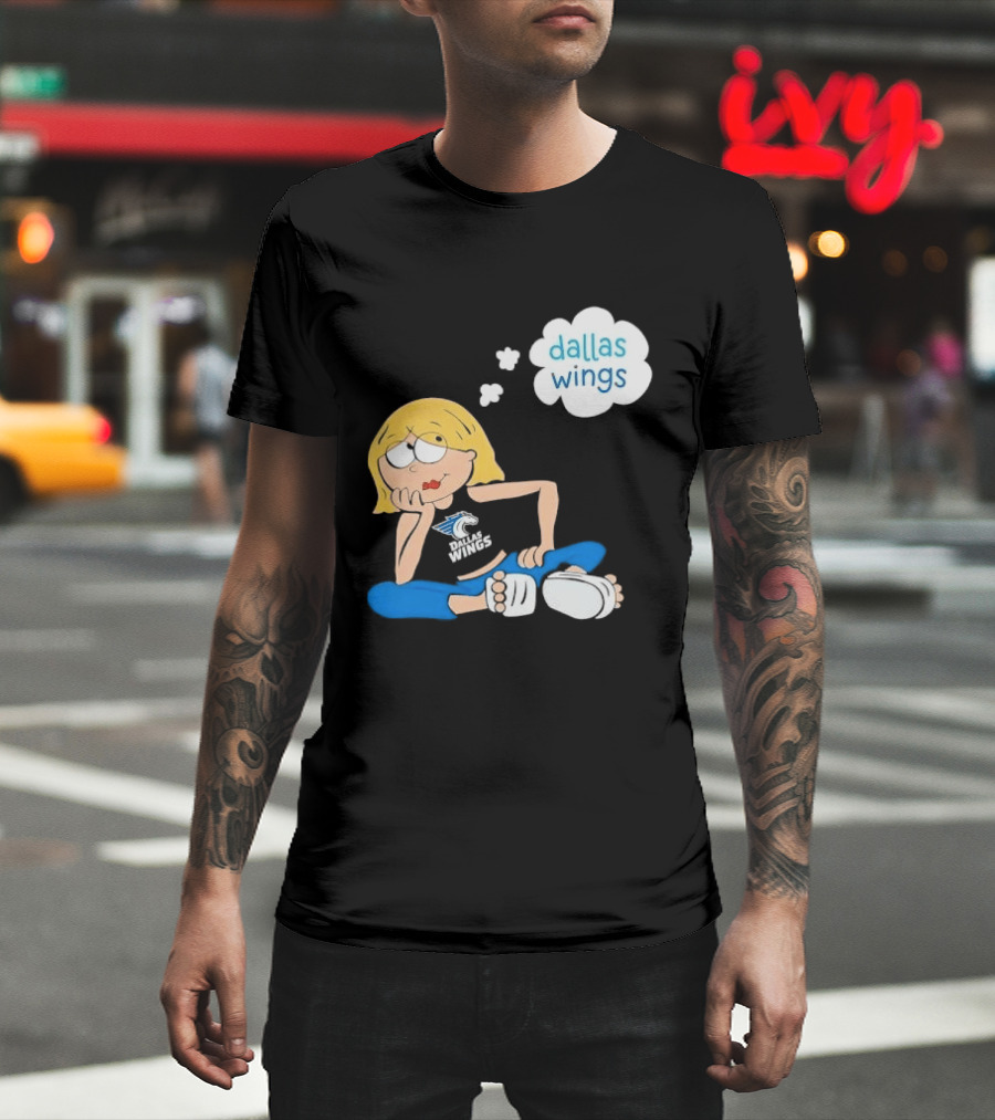 Dallas Wings WNBA Cartoon Blonde Girl Daydreaming Thought Bubble T-Shirt