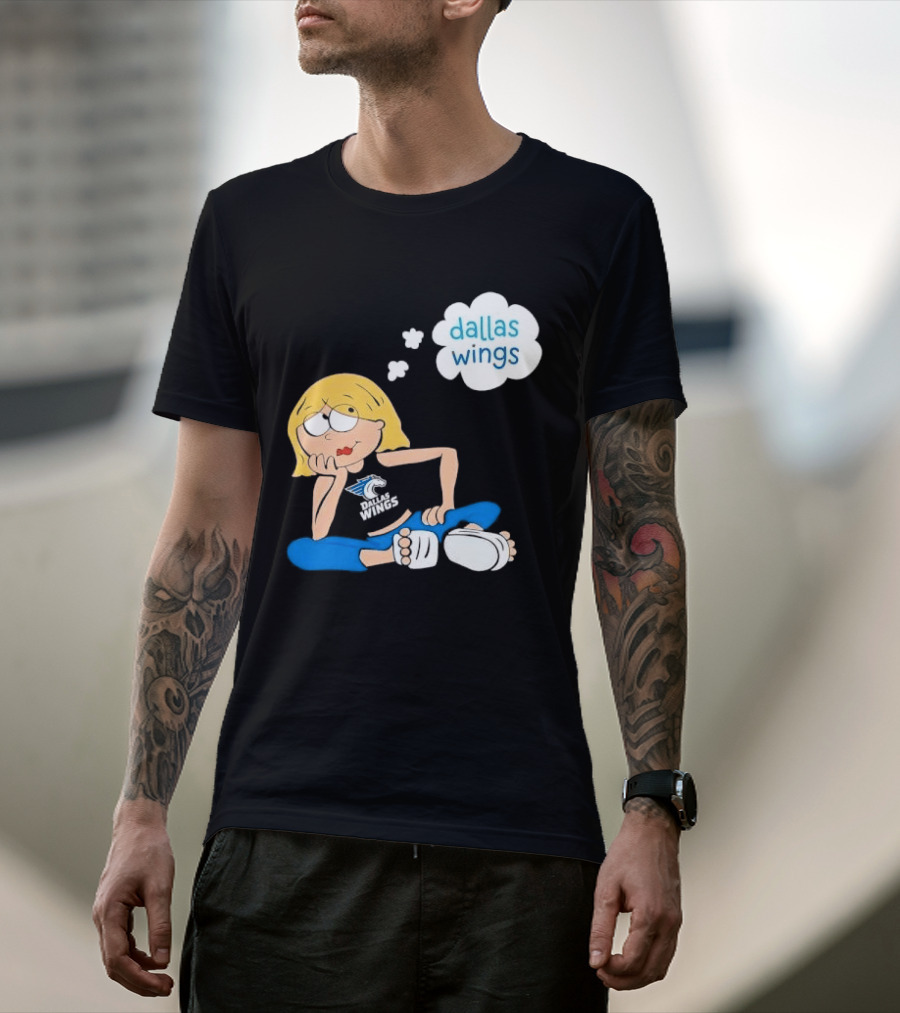 Dallas Wings WNBA Cartoon Blonde Girl Daydreaming Thought Bubble T-Shirt