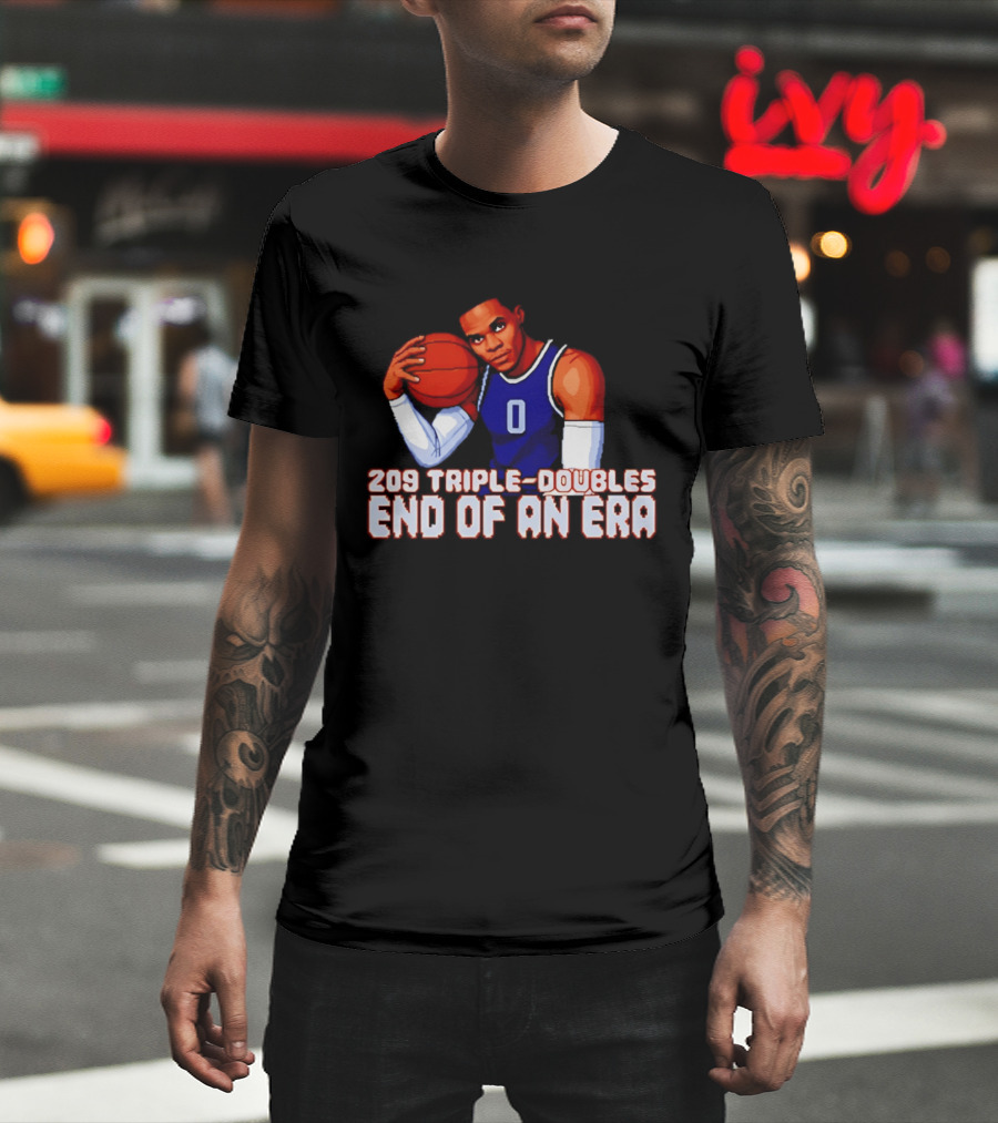 Russell Westbrook 209 Triple Doubles End Of An Era Basketball Legend Pixel T-Shirt