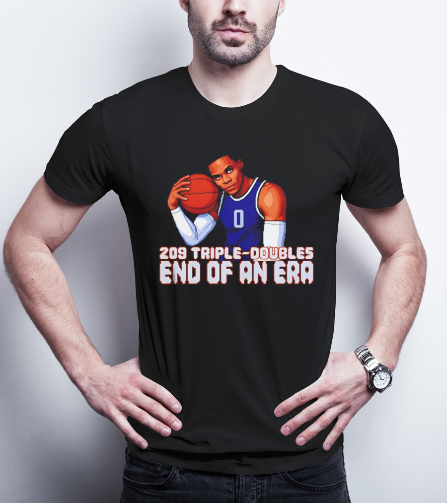 Russell Westbrook 209 Triple Doubles End Of An Era Basketball Legend Pixel T-Shirt