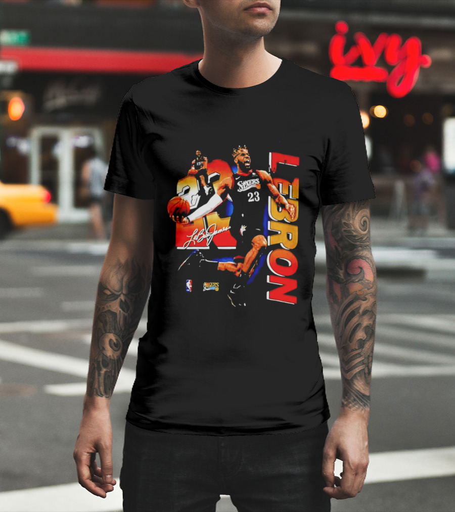 LeBron James 23 Sixers NBA Bootleg Philadelphia 76ers T-Shirt