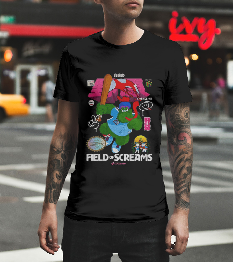 MLB 2026 Phillies Vs Twins Field Of Screams Featuring Konami Nintendo Baseball T-Shirt