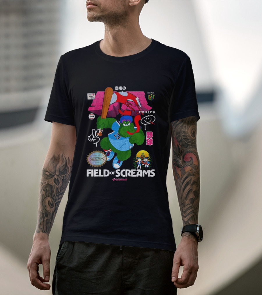 MLB 2026 Phillies Vs Twins Field Of Screams Featuring Konami Nintendo Baseball T-Shirt