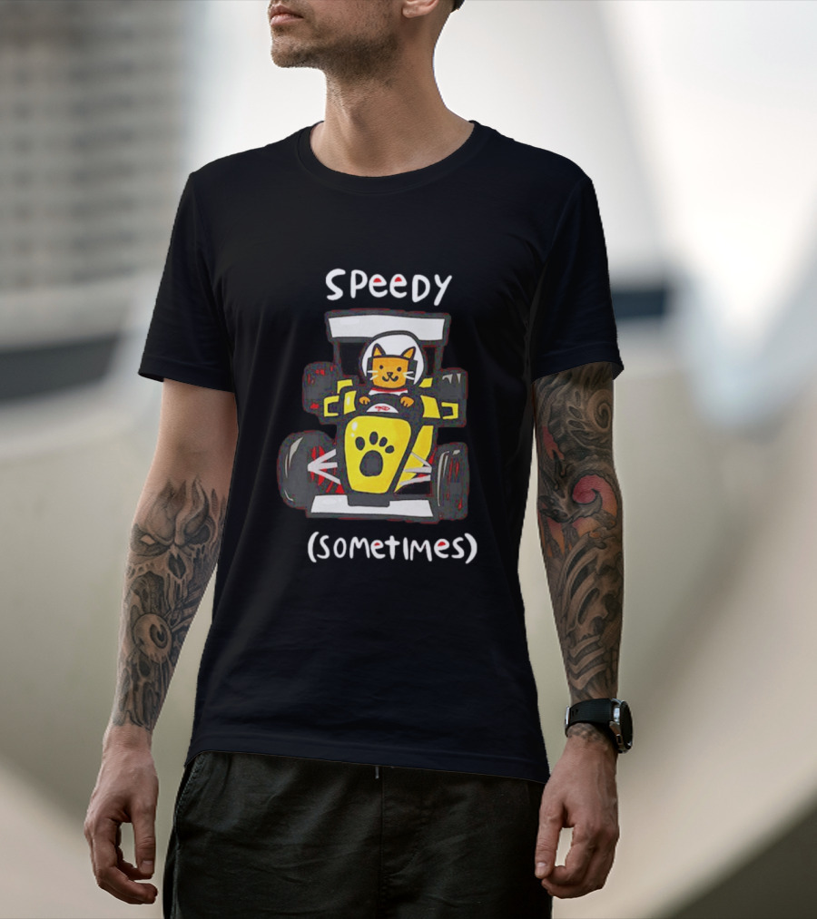 Speedy Sometimes Cat Racecar Paw Print Racing T-Shirt
