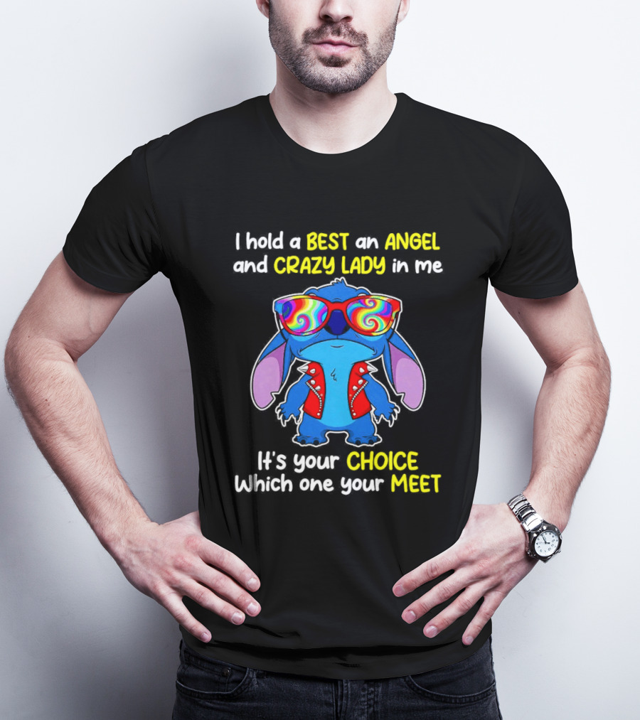 Stitch Disney Best Angel Crazy Lady Choice Meet T-Shirt