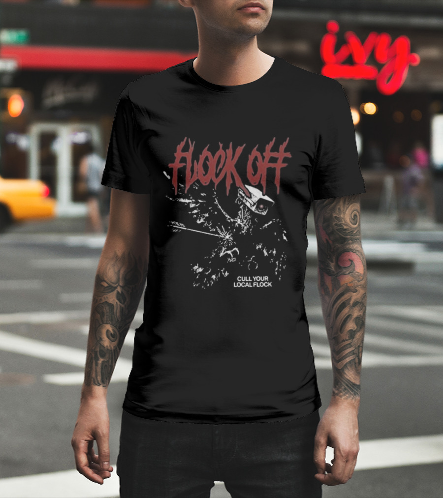 Tucker Carlson Flock Off Cull Your Local Flock Skeleton Bird Red T-Shirt
