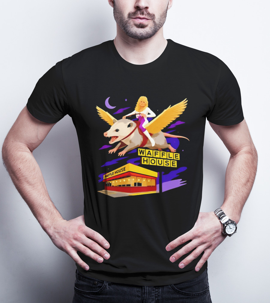 Waffle House Dolly Parton Flying Opossum Adventure T-Shirt