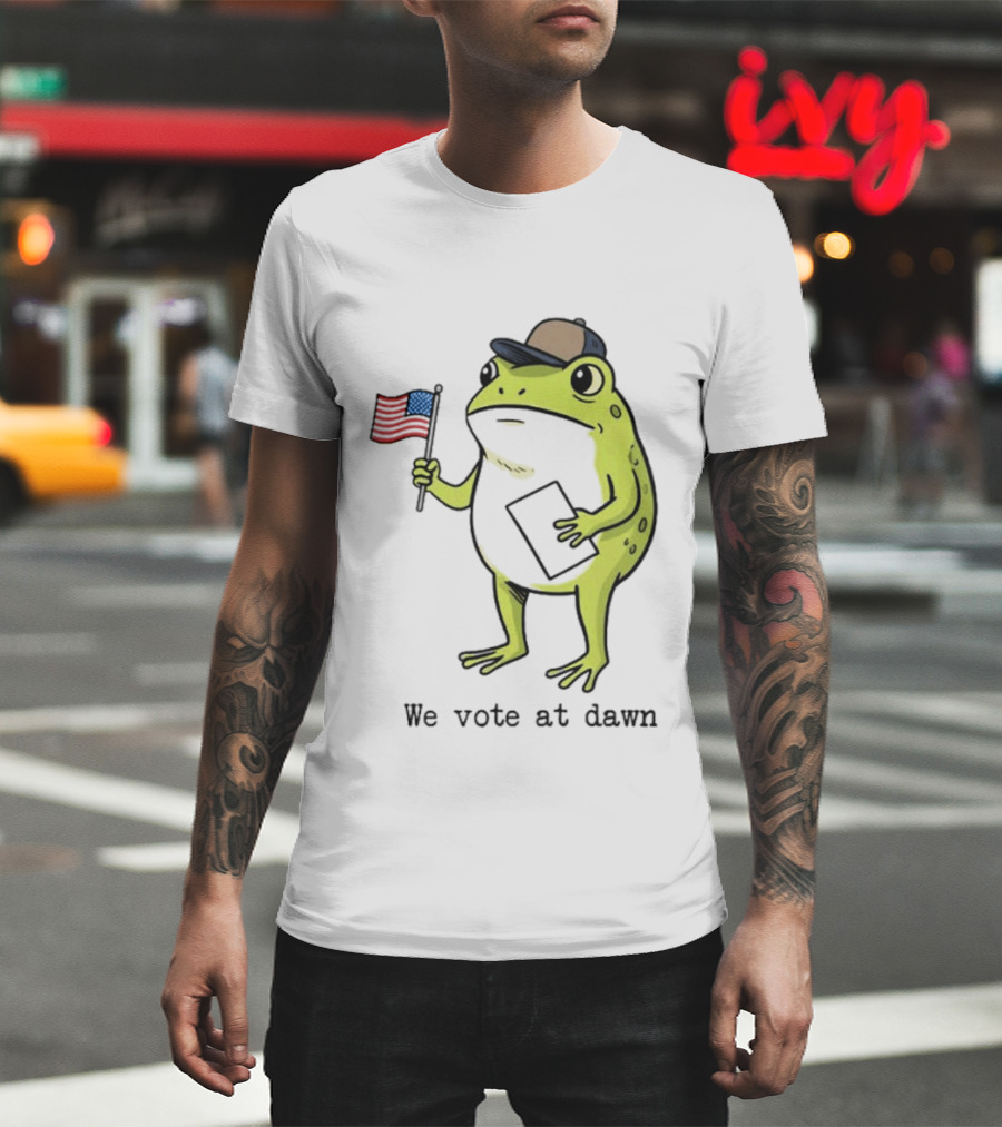 American Frog With Flag We Vote At Dawn T-Shirt