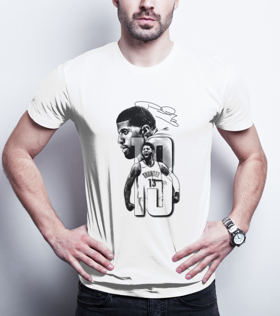 Paul George Oklahoma City Thunder Basketball Player Sketch T-Shirt