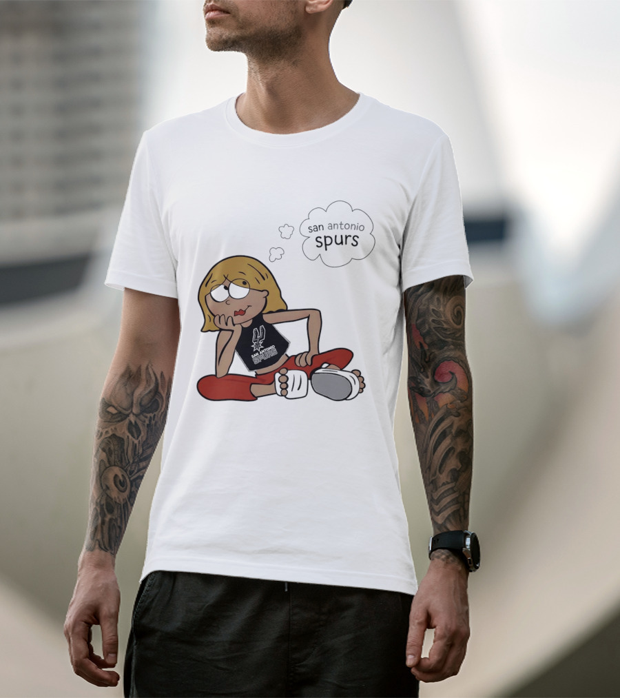 San Antonio Spurs Cartoon Blonde Girl Thought Bubble Daydreaming T-Shirt