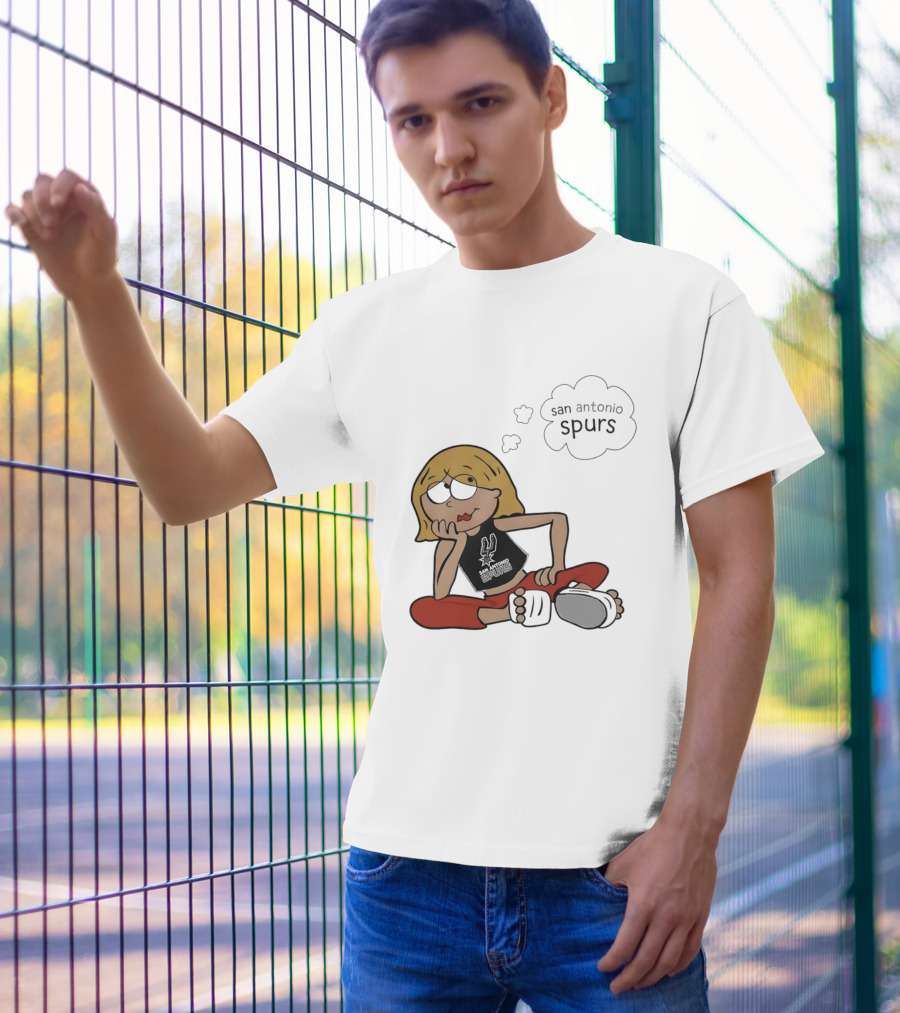 San Antonio Spurs Cartoon Blonde Girl Thought Bubble Daydreaming T-Shirt