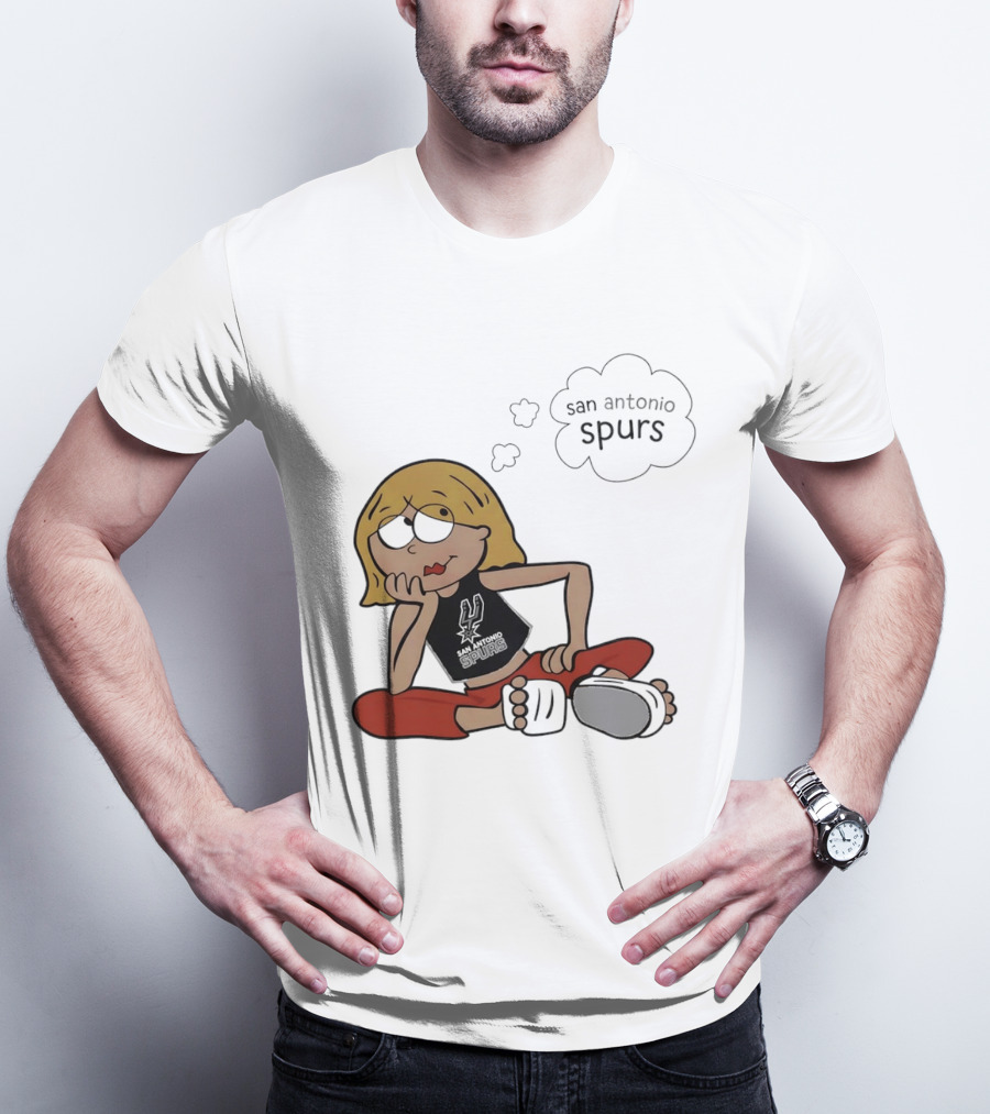 San Antonio Spurs Cartoon Blonde Girl Thought Bubble Daydreaming T-Shirt