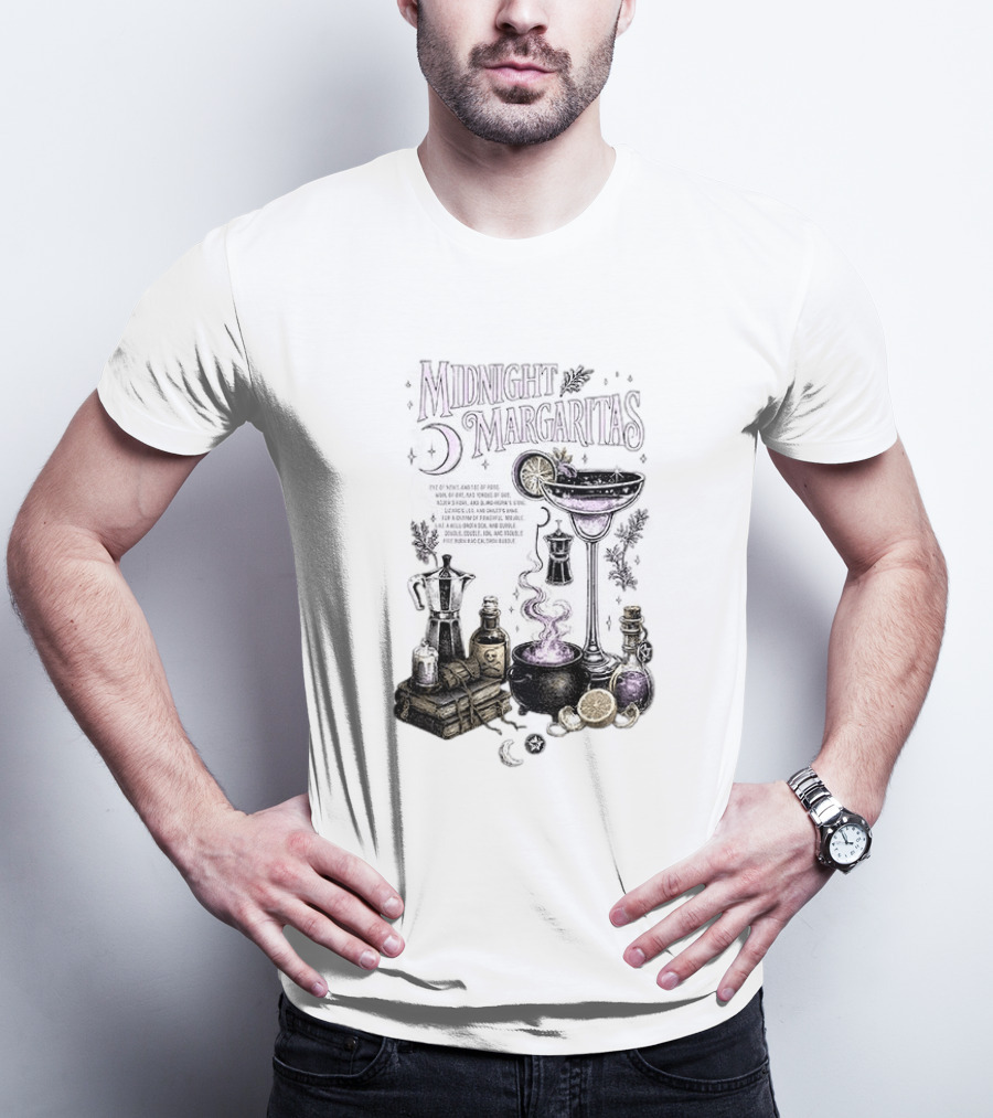 Midnight Margaritas Witchy Cocktail Cauldron Eye Of Newt Toe Of Frog Recipe Potion Essentials T-Shirt