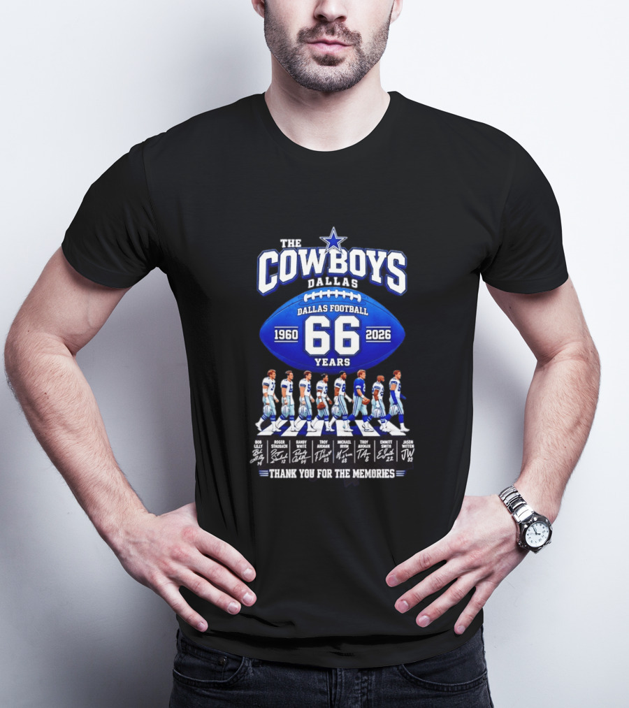 The Cowboys Dallas Football 66 Years 1960 2026 Thank You For The Memories Signatures T-Shirt