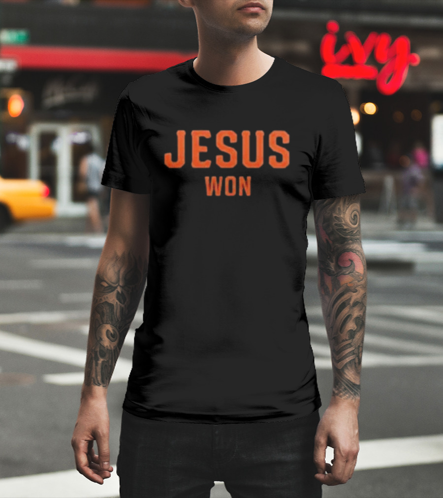 Giants Jesus Won San Francisco Orange Block Lettering T-Shirt