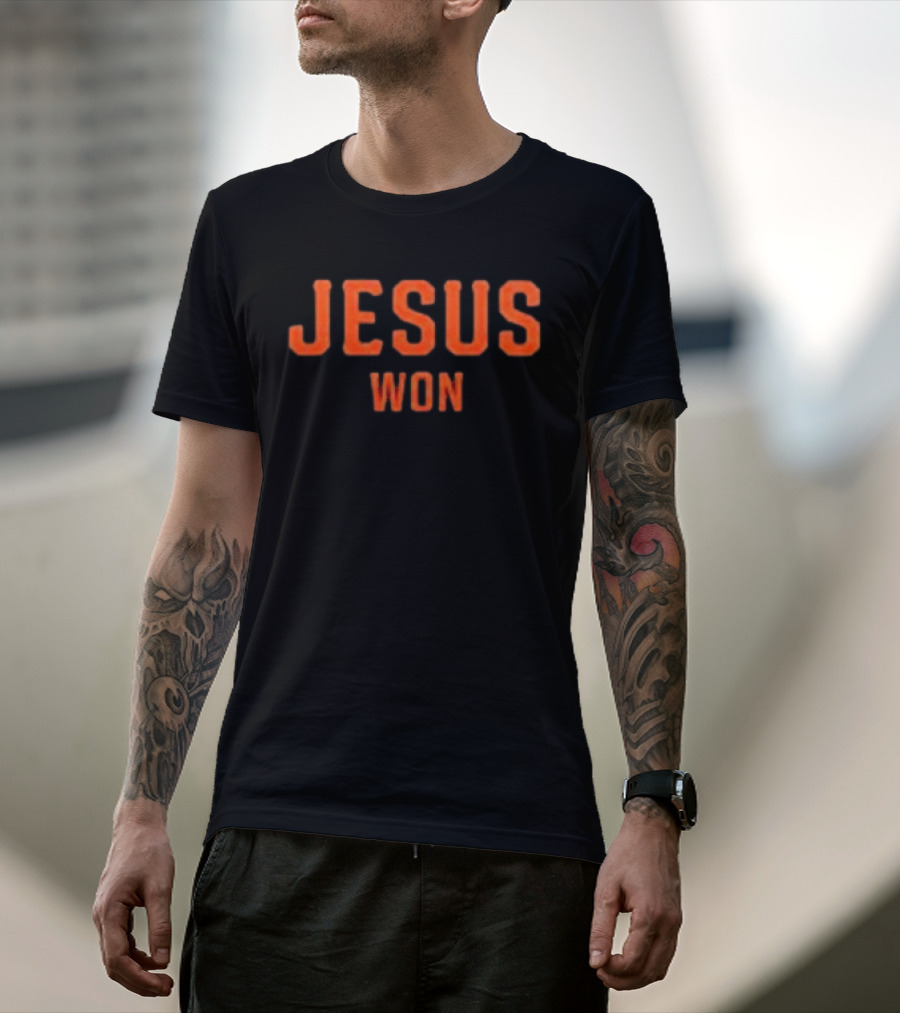 Giants Jesus Won San Francisco Orange Block Lettering T-Shirt