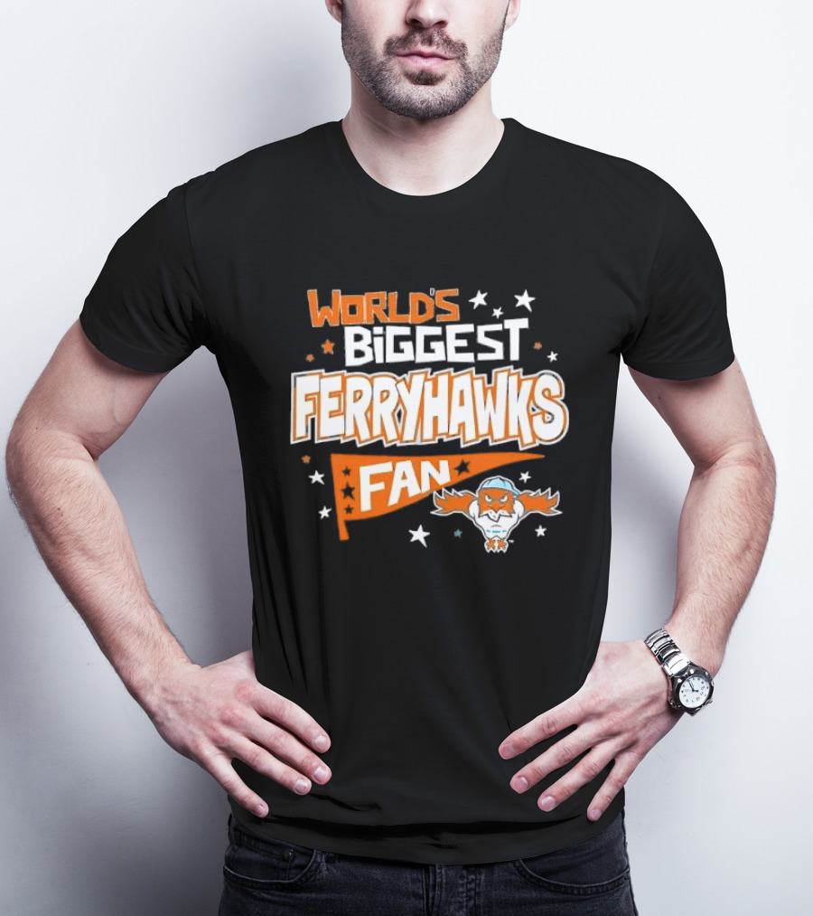 World's Biggest Staten Island Ferryhawks Fan Cartoon Pennant With Stars T-Shirt