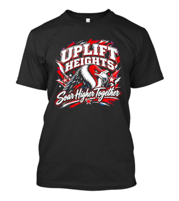 Uplift Heights Soar Higher Together Vulture Head Red Face Stars T-Shirt