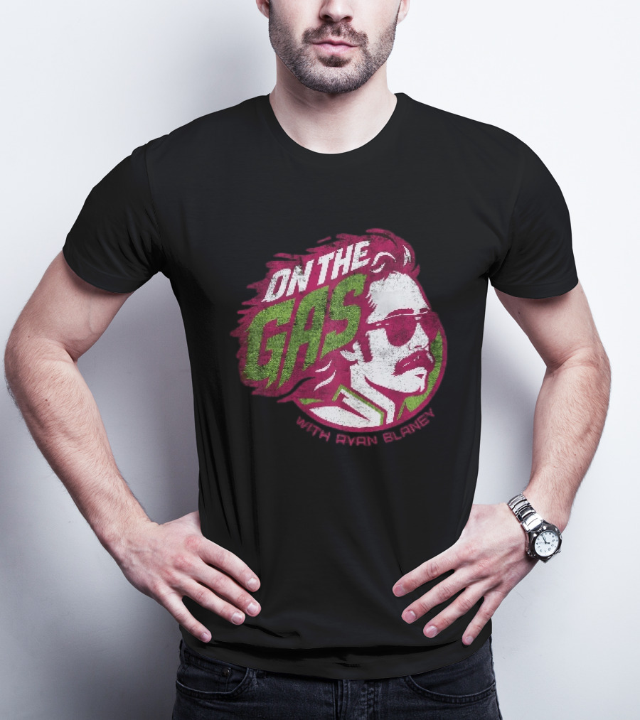 On The Gas With Ryan Blaney Racing Style Retro Hair Sunglasses T-Shirt