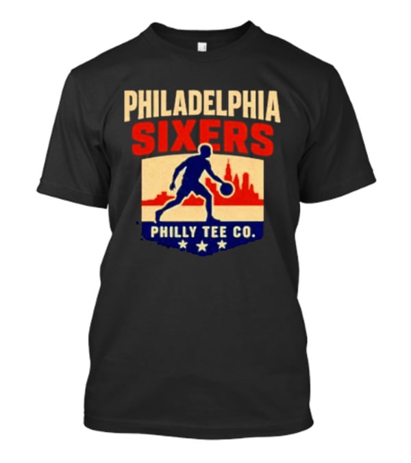 Philadelphia Sixers Dribble Philly Co Retro Skyline T-Shirt