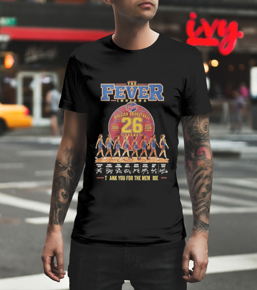 Indiana Fever 26 Years 2000 2026 Hoosier Basketball Memories Signatures T-Shirt