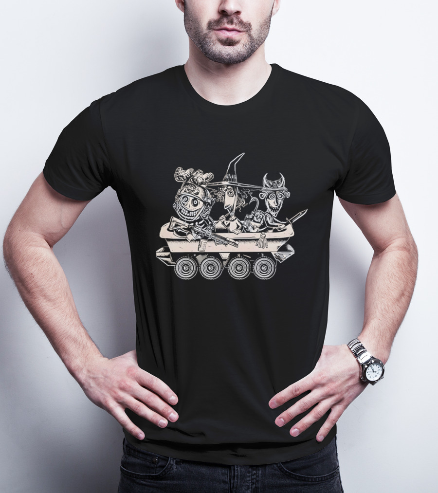 Tactical Nightmare Cartoon Characters Riding Armored Vehicle T-Shirt