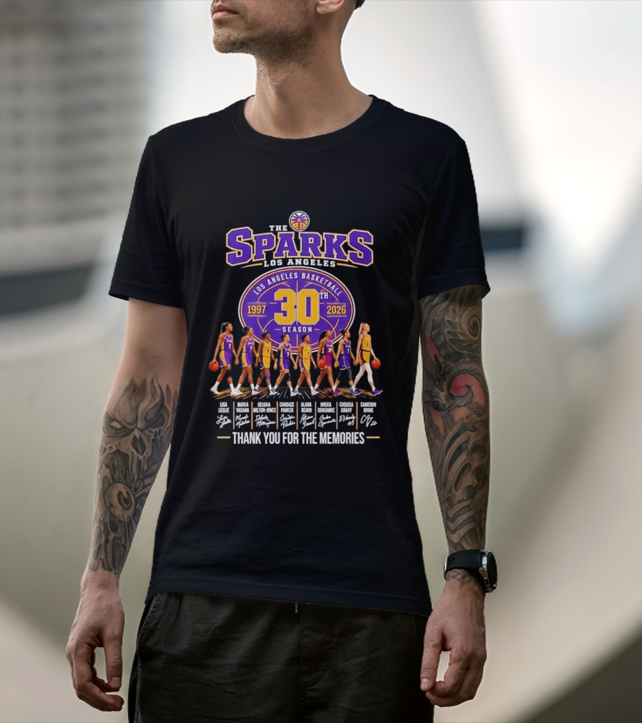 Los Angeles Sparks 30th Season 1997 2026 Basketball Thank You For The Memories Signatures T-Shirt