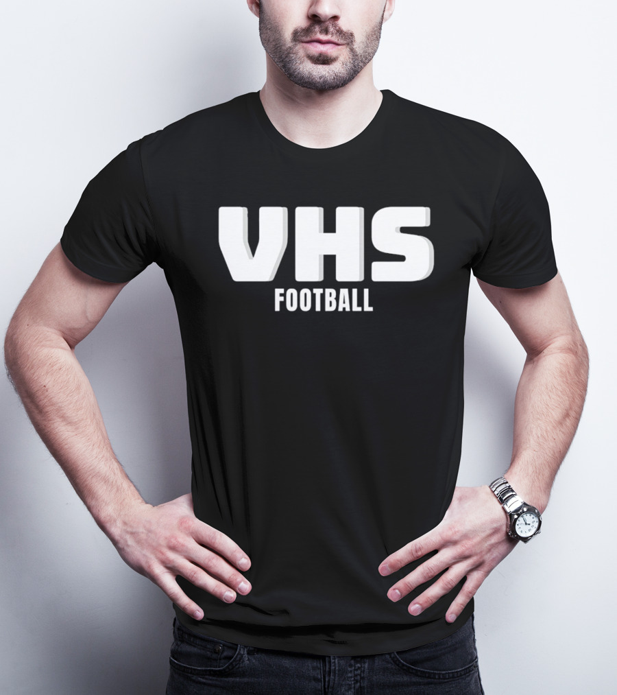 VHS Football Light Grey Textured Block Drop Shadow T-Shirt