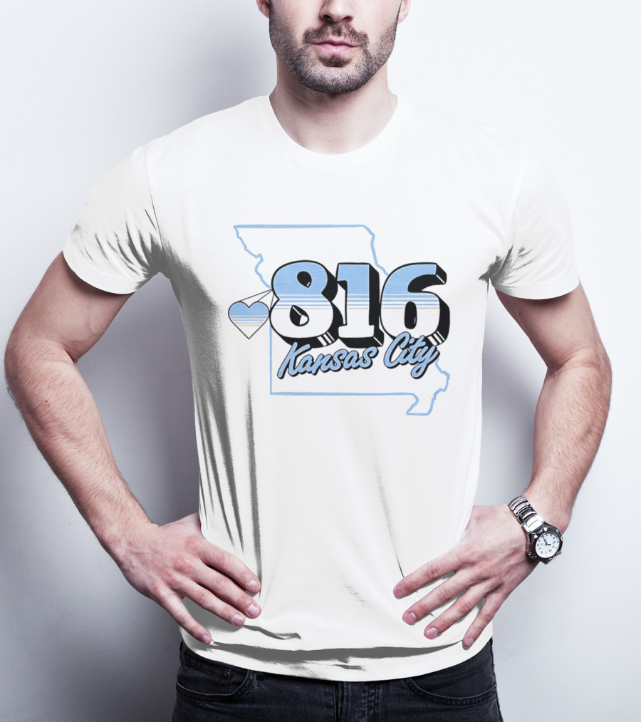 816 Kansas City Heart Map Love T-Shirt