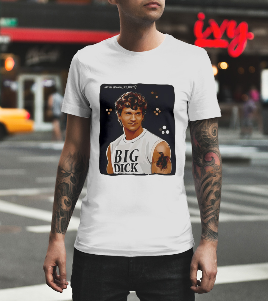 Tanya Lily Jane Big Dick Art Featuring Curly Haired Man T-Shirt
