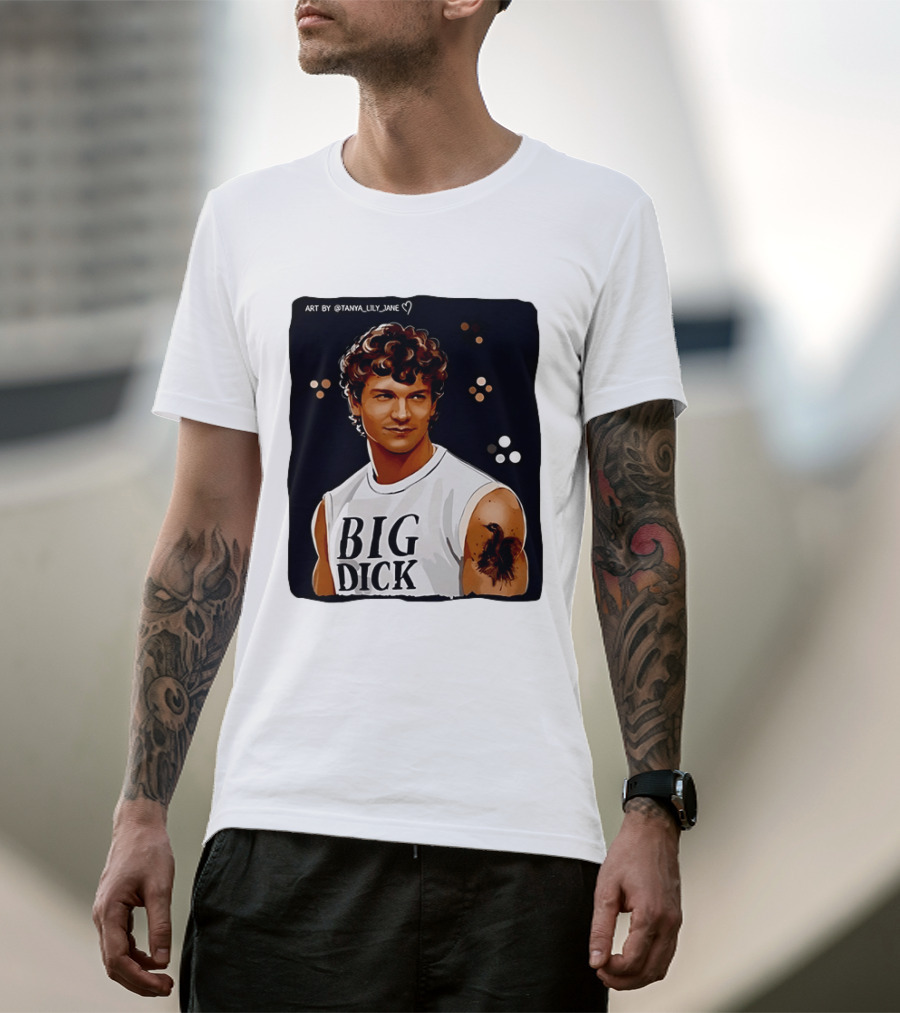 Tanya Lily Jane Big Dick Art Featuring Curly Haired Man T-Shirt