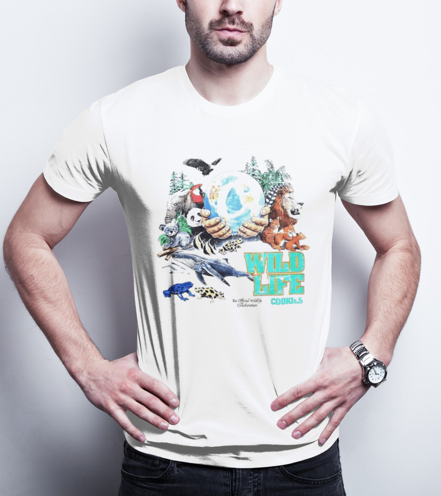 Cookies Wild Life An Official Wildlife Collaboration Hands Holding Globe Earth Animals T-Shirt