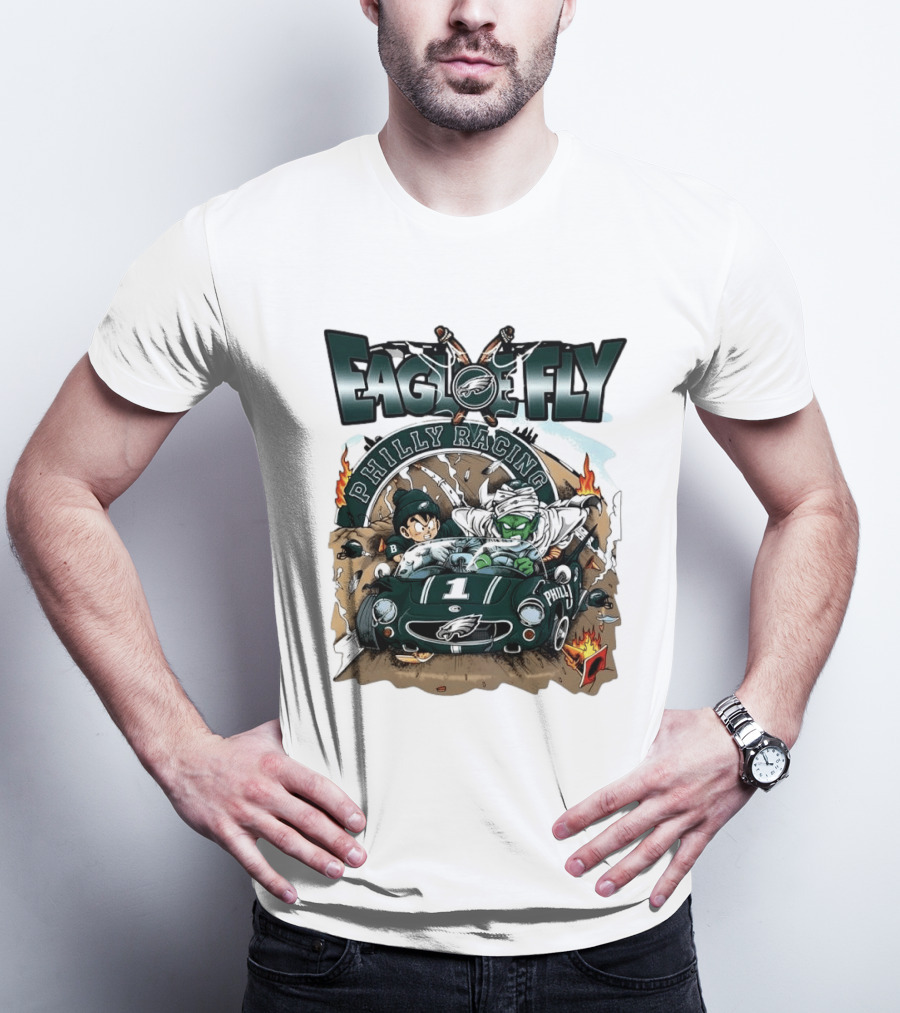 Eagle Fly Philly Racing Philadelphia Eagles Anime Characters Driving Race Car T-Shirt