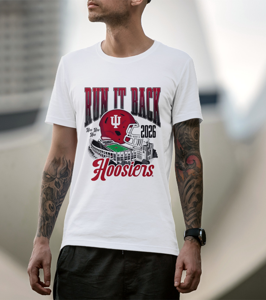 Run It Back Hoo Hoo Hoo 2026 Hoosiers Indiana University Football Stadium Helmet T-Shirt