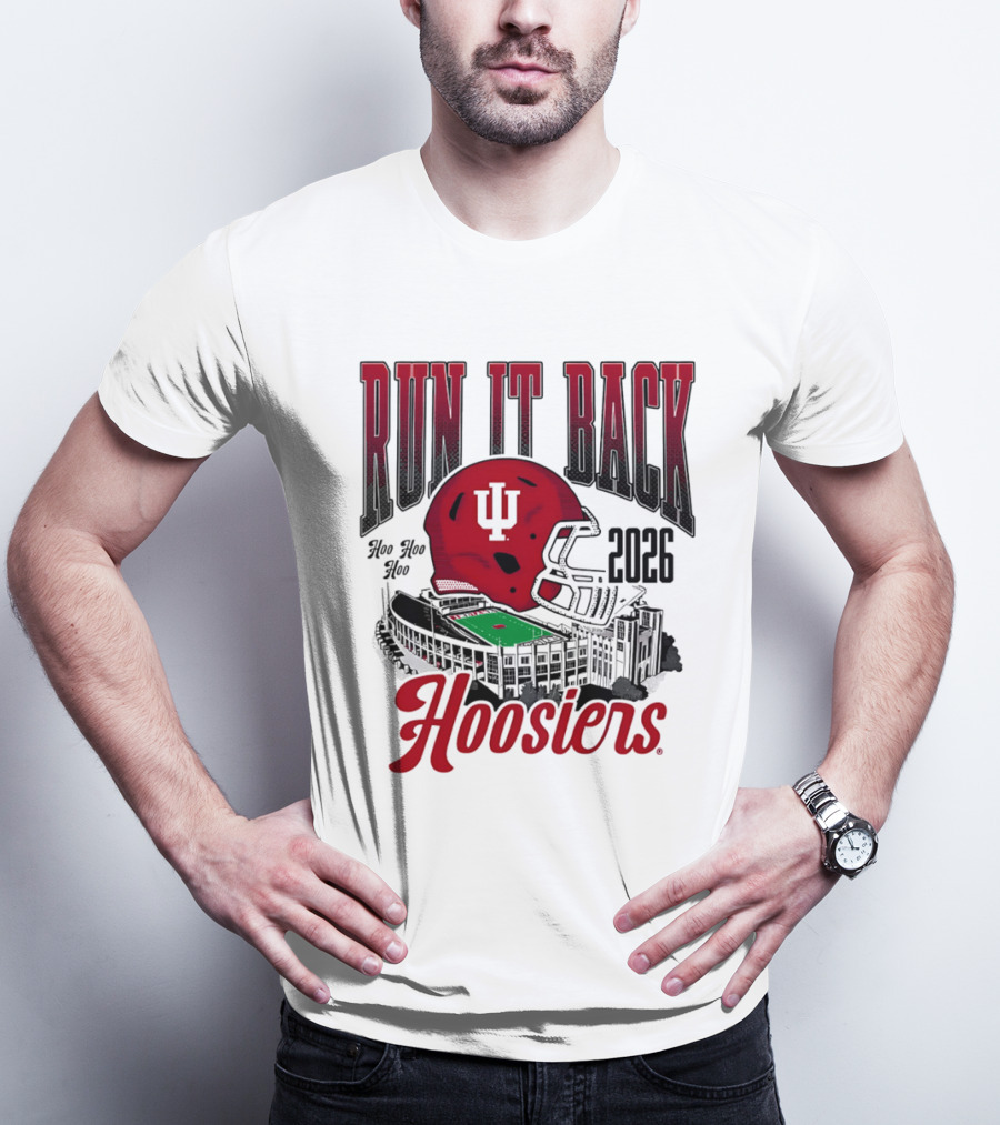 Run It Back Hoo Hoo Hoo 2026 Hoosiers Indiana University Football Stadium Helmet T-Shirt