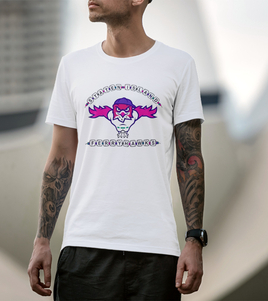 Staten Island Ferryhawks Cartoon Bird Backwards Cap Beads T-Shirt