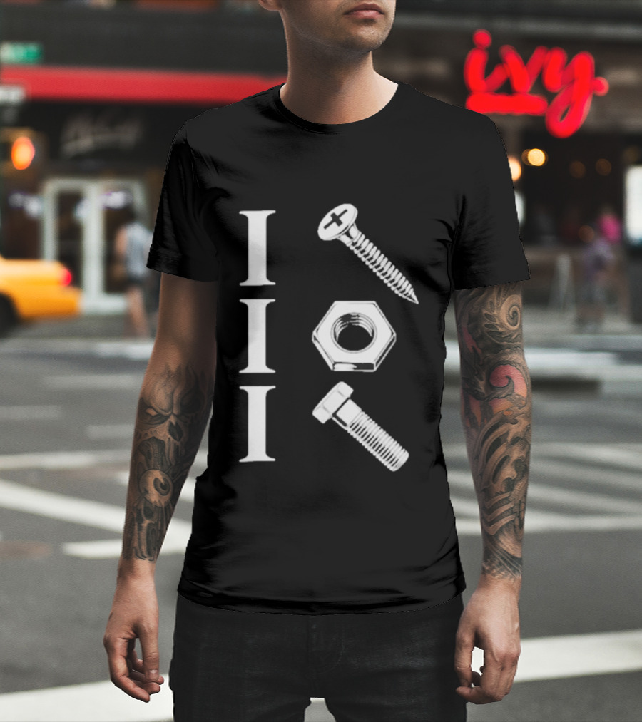Back Mechanic Hardware Tool Screw Hex Bolt Nut T-Shirt