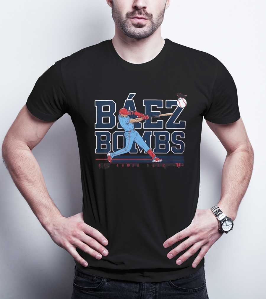Báez Bombs St. Louis Baseball Player Swinging Bat With Flying Ball T-Shirt