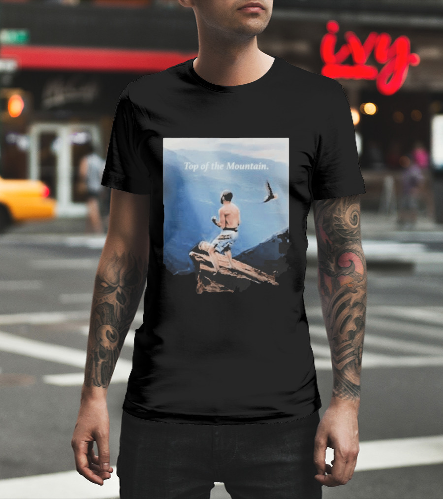 Islam Makhachev Top Of The Mountain Scenic Martial Arts Triumph T-Shirt