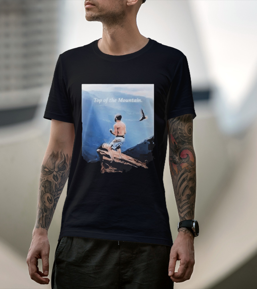 Islam Makhachev Top Of The Mountain Scenic Martial Arts Triumph T-Shirt