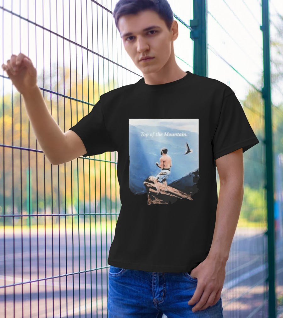 Islam Makhachev Top Of The Mountain Scenic Martial Arts Triumph T-Shirt