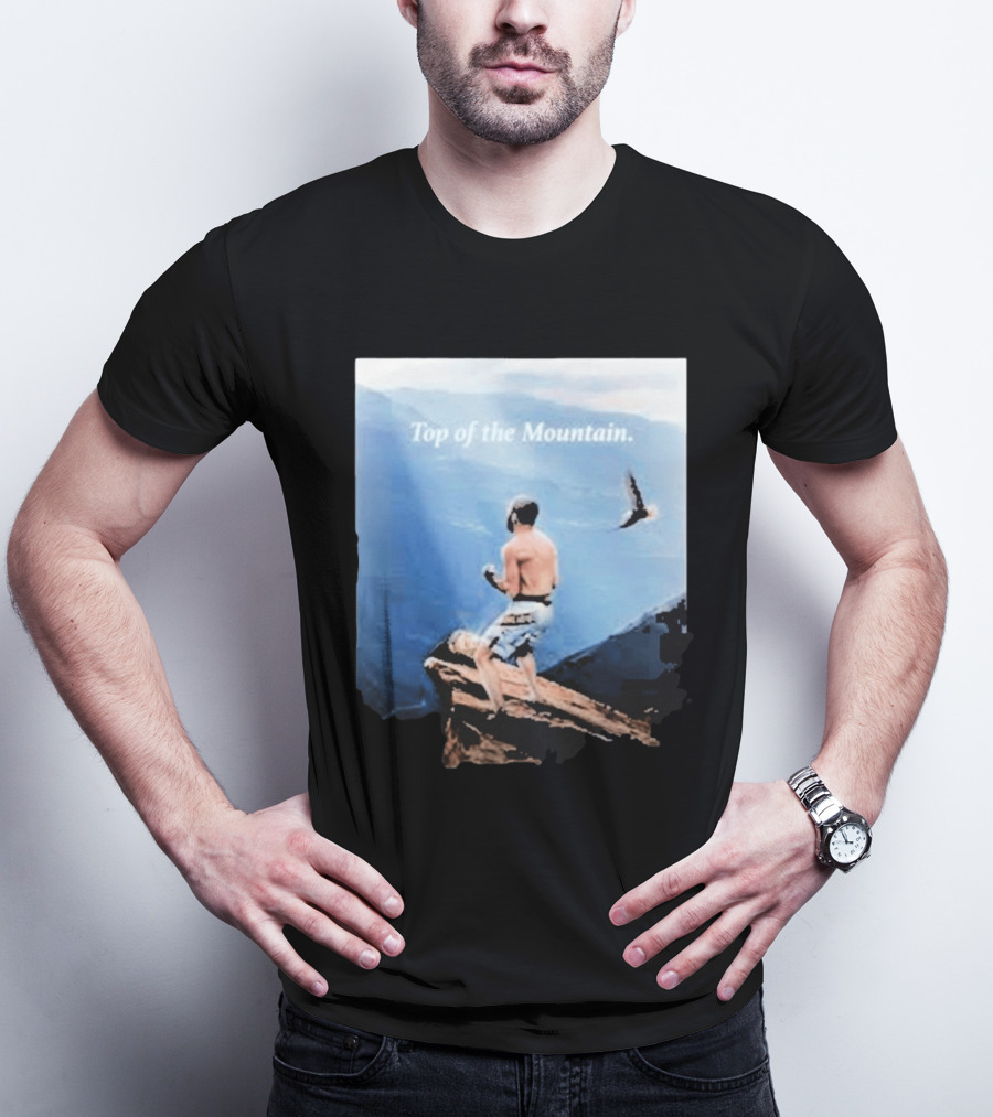 Islam Makhachev Top Of The Mountain Scenic Martial Arts Triumph T-Shirt