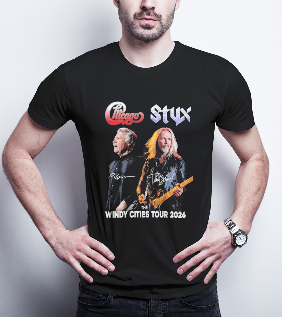 Chicago Styx The Windy Cities Tour 2026 Rock Concert T-Shirt